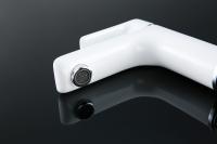 China Waterfall Bathroom Basin Faucet White Single Handle Hot and Cold Basin Mixer for sale