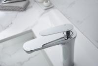China Modern Design Brass Bathroom Faucet Chrome Polished Single Handle Basin Vanity Sink Faucet for sale