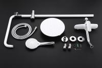 China Silver Color Square Shower Head Thermostatic Bathtub Shower Set with Hot and Cold Water for sale