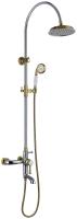 China Antique Brass Bathroom Shower Faucet Set with Metered Faucets and Rainfall Shower Head for sale