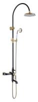 China Antique Brass Bathroom Shower Faucet Set with Metered Faucets and Rainfall Shower Head for sale