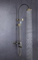 China Antique Brass Bathroom Shower Faucet Set with Metered Faucets and Rainfall Shower Head for sale