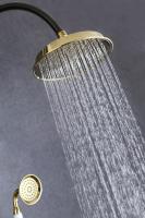 China Antique Brass Bathroom Shower Faucet Set with Metered Faucets and Rainfall Shower Head for sale