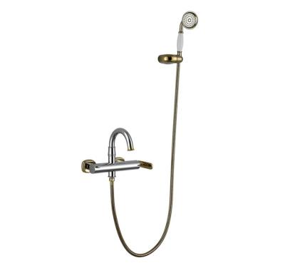 China Single Handle Hot Cold Water Mixer Copper Hand Shower Wall Set for Bathtub Basin Faucet for sale