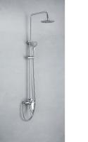 China Chrome Surface Finishing Modern Brass Round Pipe Rain Shower Head Bathroom Shower Set for sale