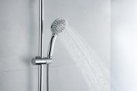China Chrome Surface Finishing Modern Brass Round Pipe Rain Shower Head Bathroom Shower Set for sale