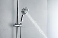 China Chrome Surface Finishing Modern Brass Round Pipe Rain Shower Head Bathroom Shower Set for sale