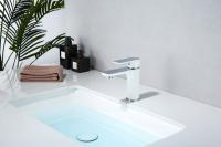 China Modern White Single Handle Waterfall Bathroom Sink Faucet for Other Basin Faucets for sale