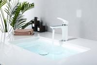 China Modern White Single Handle Waterfall Bathroom Sink Faucet for Other Basin Faucets for sale