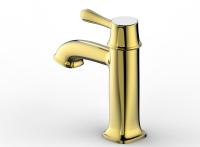 China Copper Basin Faucet Single Handle Hot Cold Water Mixer Brushed Brass Modern Classic for sale