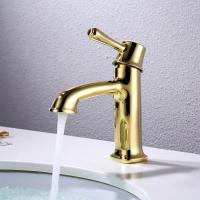 China Copper Basin Faucet Single Handle Hot Cold Water Mixer Brushed Brass Modern Classic for sale