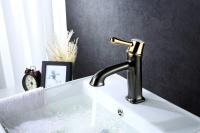 China Copper Basin Faucet Single Handle Hot Cold Water Mixer Brushed Brass Modern Classic for sale