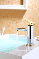 China Wall Mounted Bathroom Brushed Gold Brass Basin Mixer with Rotatable Sprayer Water Tap for sale