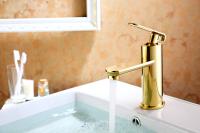 China Wall Mounted Bathroom Brushed Gold Brass Basin Mixer with Rotatable Sprayer Water Tap for sale
