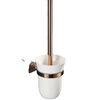 China Modern Wall Hung Toilet Brush Holder With Brush Golden Finish Glass Holder For Hotel for sale