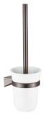 China Modern Wall Hung Toilet Brush Holder With Brush Golden Finish Glass Holder For Hotel for sale
