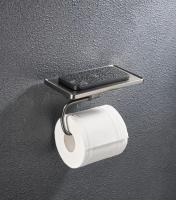 China Modern Style Bathroom Appliance Chrome Stainless Steel Tissue Holder With Phone Shelf for sale