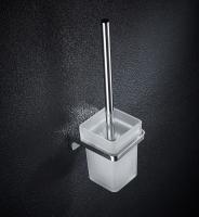 China Brass Bathroom Accessories Glass Brush Holder Wall Mounted Toilet Brushes for Cleaning Chrome Style Surfa for sale