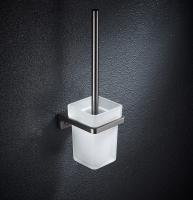 China Brass Bathroom Accessories Glass Brush Holder Wall Mounted Toilet Brushes for Cleaning Chrome Style Surfa for sale