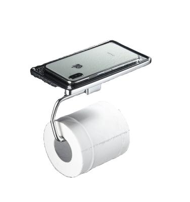 China Toilet Tissue Roll Holder with Phone Shelf Adhesive or Screw Wall Mounted Mordern Style for sale