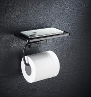 China Toilet Tissue Roll Holder with Phone Shelf Adhesive or Screw Wall Mounted Mordern Style for sale