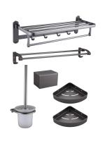 China Polish Surface Finishing Luxury Bathroom Accessories Set with Aluminum Alloy Towel Rack for sale