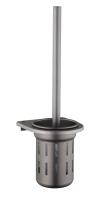 China Bathroom Space Aluminum Wall Mounted Toilet Brush Holder in Modern Simple Style Silver for sale