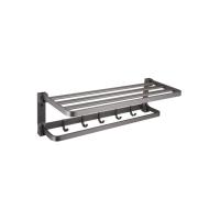 China Floating Shelf Wall Decor With Towel Bar Fashionable 2 Tier Wall Shelves for Bathroom for sale