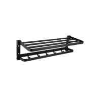 China Floating Shelf Wall Decor With Towel Bar Fashionable 2 Tier Wall Shelves for Bathroom for sale