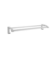 China Modern Design Chrome Polished Twin Rod Towel Rack for Bathroom Made of Space Aluminum for sale