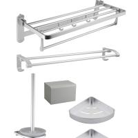 China Modern Design Chrome Polished Twin Rod Towel Rack for Bathroom Made of Space Aluminum for sale