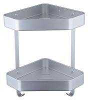 China Dual Tier Aluminum Alloy Bathroom Shower Corner Storage Rack with Hooks and Shelf for sale