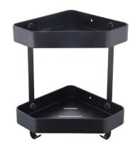 China Dual Tier Aluminum Alloy Bathroom Shower Corner Storage Rack with Hooks and Shelf for sale