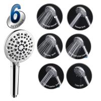 China Modern Design Style ABS Chrome Plated Body High Pressure Shower Head with 6 Functions for sale
