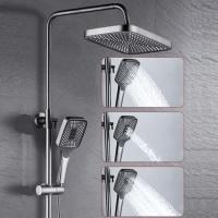 China Stainless Steel Shower Set Hotel Bathroom Hot Cold 4 in 1 Shower Executive Bath Mixer for sale