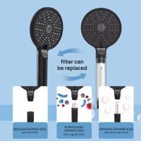 China Modern Design Style Handheld Round Shower Heads 3 Mode One-click On/off Water Saving for sale