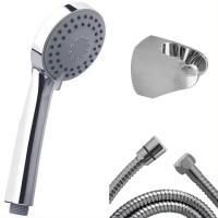 China 3 Function Round Hand Shower with Adjustable Holder and Stainless Hose Nickel Finish for sale