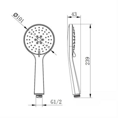 China 2024 Blackened Rain Shower for High Pressure Transitional 3 Function Head Hand Shower for sale