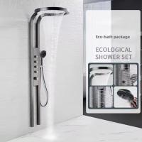 China Wall Shower Set with High Pressure Rainfall Round Matte Black Head and Panel Combo Set for sale