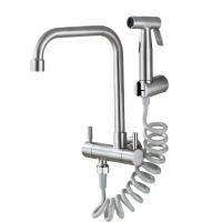 China Single Hole Basin Sink Mixer Taps Stainless Steel Shattaf Spray for Wall Installation for sale