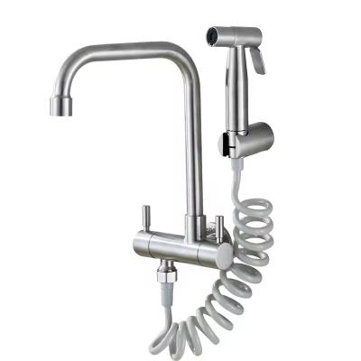 China Single Hole Basin Sink Mixer Taps Stainless Steel Shattaf Spray for Wall Installation for sale