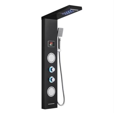 China White Bathroom Wall Mounted Stainless Steel Waterfall Shower Column with LED Panels for sale