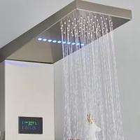 China White Bathroom Wall Mounted Stainless Steel Waterfall Shower Column with LED Panels for sale