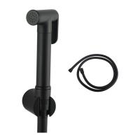 China Round Black Finished Brass Toilet Bidet Spray Diverter Wash Kit For Wall Installation for sale