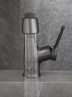 China Lizhen Hwa.Con Gun Gray Stainless Steel Pull Out Kitchen Faucet Hot and Cold Mixer Tap for sale