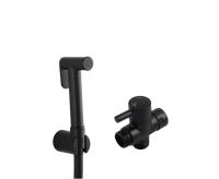 China Wall Mounted Black Round Brass Handheld Bidet Spray Wash Kit for Toilet Seat Parts for sale