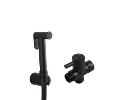 China Wall Mounted Black Round Brass Handheld Bidet Spray Wash Kit for Toilet Seat Parts for sale