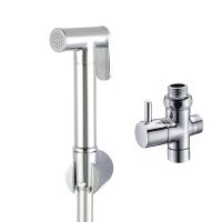 China 2024 Lizhen Morden Round Chrome Toilet Bidet Spray Wash Kit with Diverter Tap Set for sale