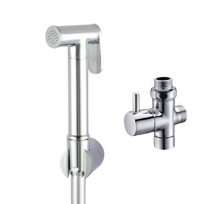 China 2024 Lizhen Morden Round Chrome Toilet Bidet Spray Wash Kit with Diverter Tap Set for sale