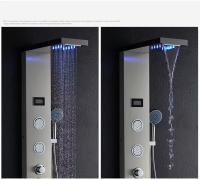 China Stainless Steel Thermostatic Rain Shower Panel Faucet Set with LED Display and Spa Jets for sale